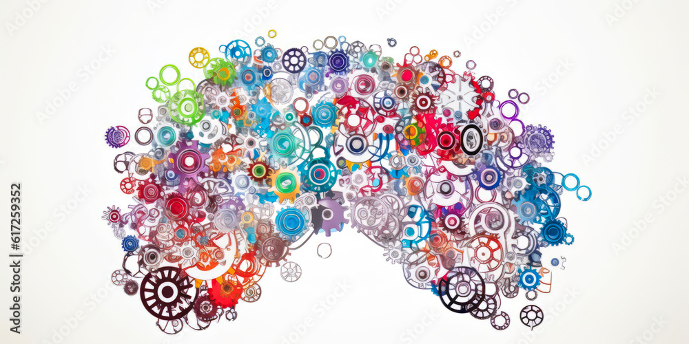 Captivating multicolored cogwheel brain design, illustrating psychology ...