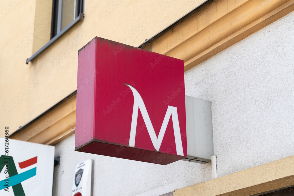 Millennium Bank logo sign. Polish banking and financial services ...