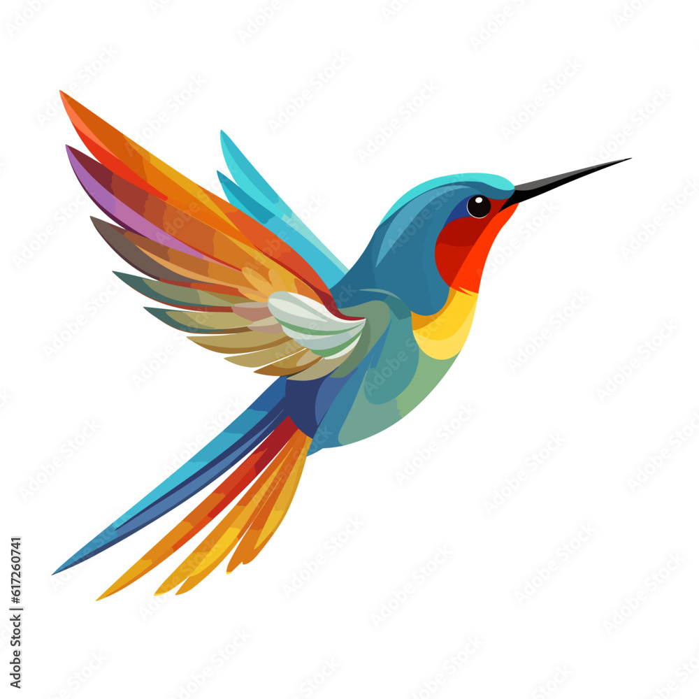 Tiny Marvel: Hummingbird in Vector Cartoon Style Stock Vector | Adobe Stock