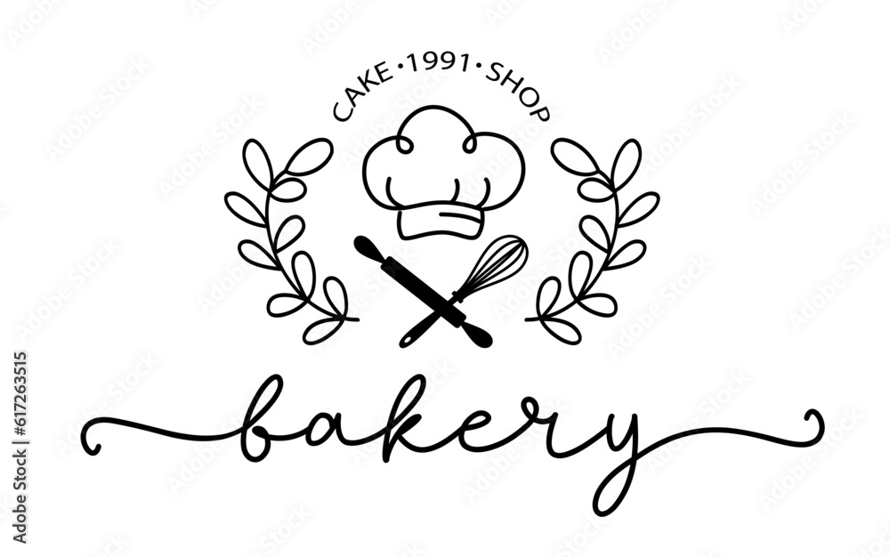 Bakery. Vector vintage logo word. Design typography, logo, badge, label ...