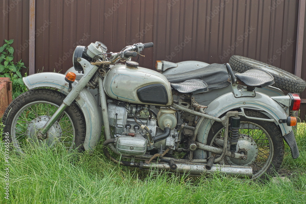 old retro iron made in the ussr heavy powerful with a sidecar and a ...