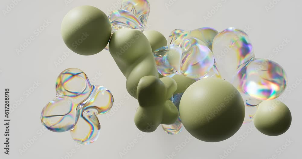 3D background. Abstract dispersion glass and green sphere. Futuristic ...