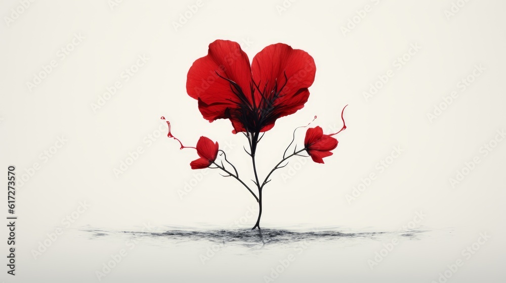 Empathy Blooms: A minimalist depiction of a flower blossoming from an ...