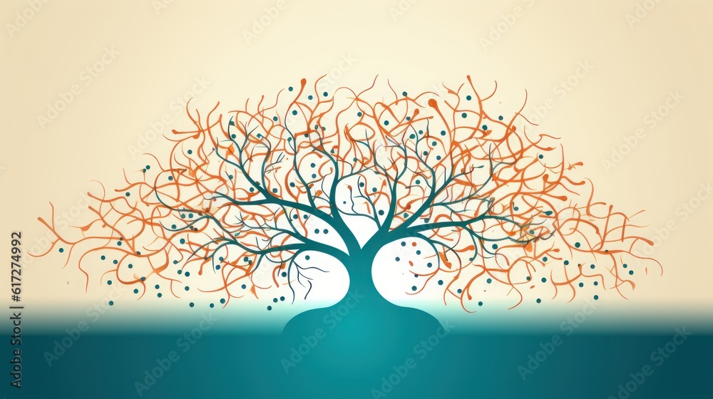 Rooted Compassion: A minimalistic artwork featuring a tree with interconnected roots ...