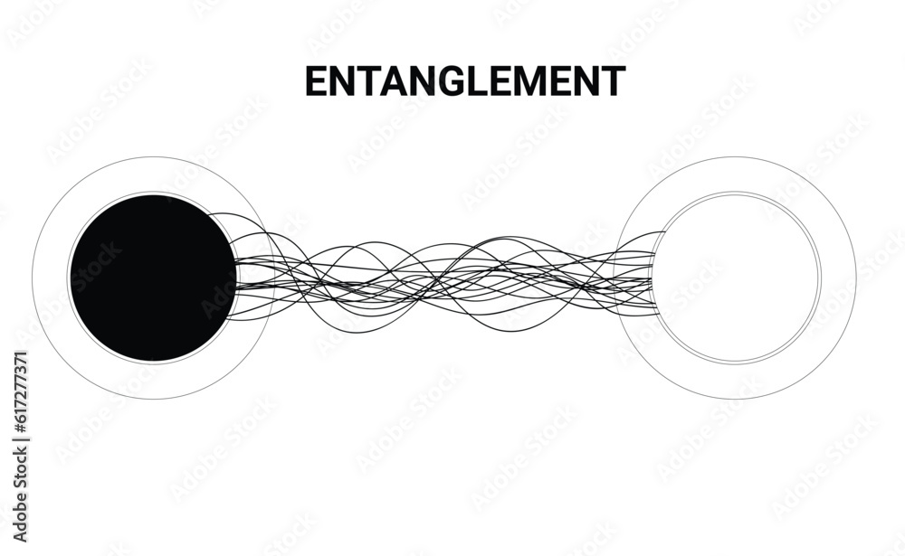 Vector illustration showing the concept of quantum entanglement between ...