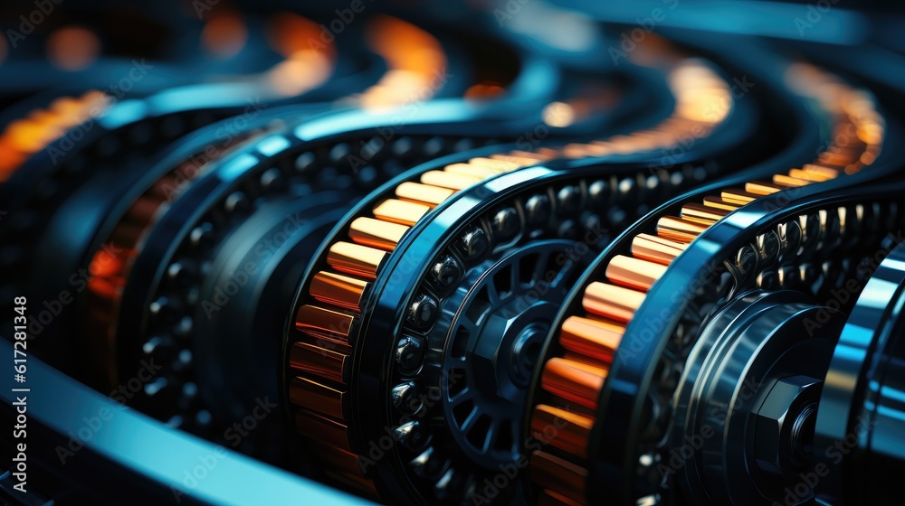 Belt transmission close up, Belt drive of Diesel engine electric ...