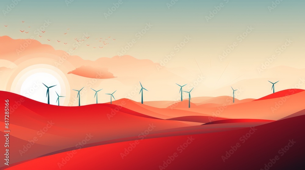 Renewable Horizons: A minimalistic image depicting a stylized sun ...