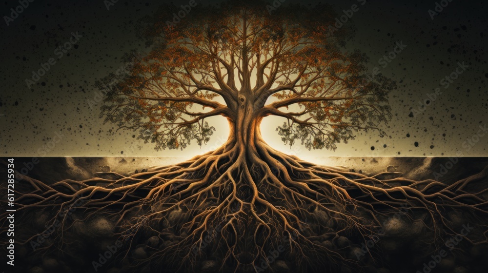 Empowering Roots: An abstract representation of interconnected tree ...