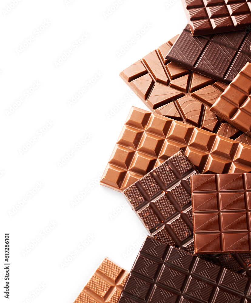 Border of chocolate bar isolated on white background Stock Photo ...