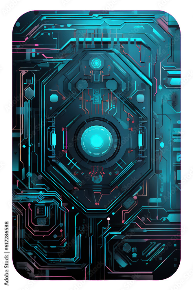 Cyberpunk neon glowing card deck back design, metal and lights ...