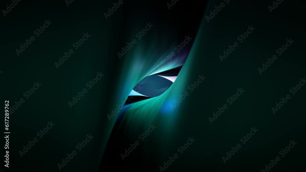 Green tube loop animation. Green metallic tube. Reflected lights. Sci ...