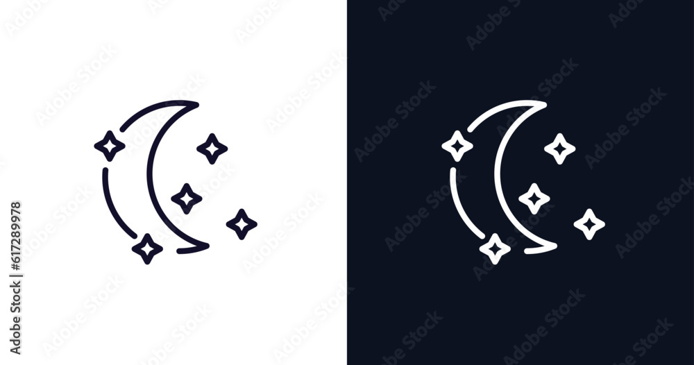 starry night icon. Thin line starry night icon from weather collection ...