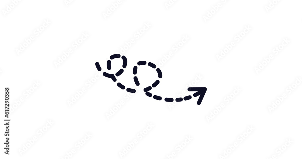 curly dotted arrow icon. Thin line curly dotted arrow icon from user ...