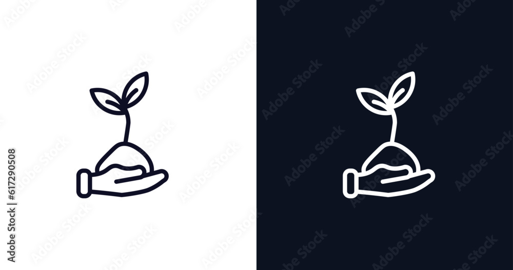 hand and sprout icon. Thin line hand and sprout icon from user ...