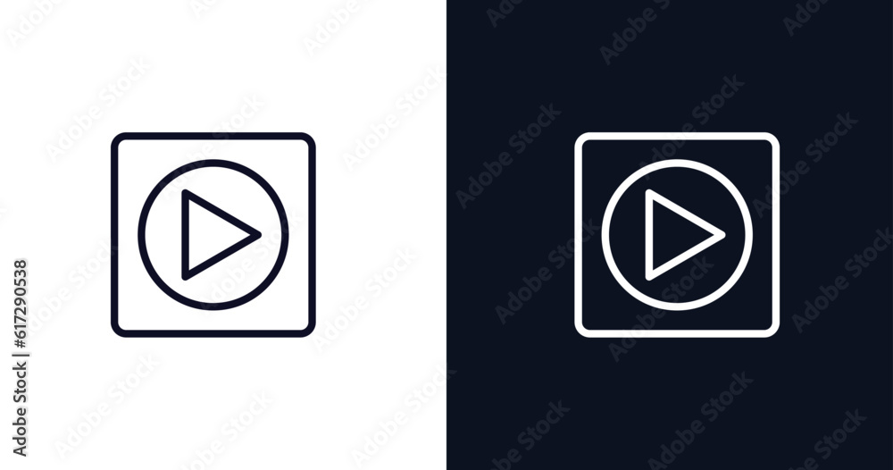 movie play button icon. Thin line movie play button icon from user ...