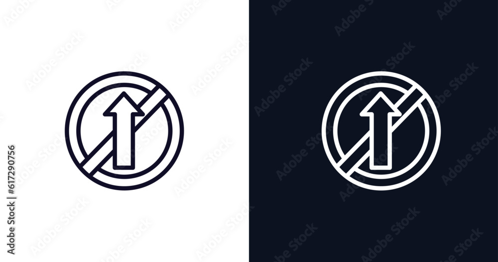 no straight sign icon. Thin line no straight sign icon from traffic ...