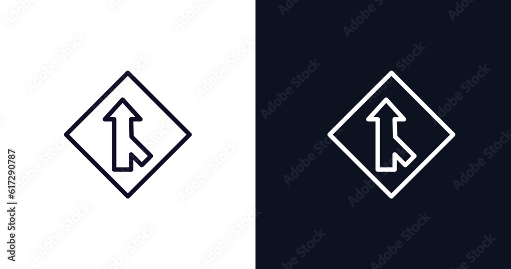 merging sign icon. Thin line merging sign icon from traffic signs ...