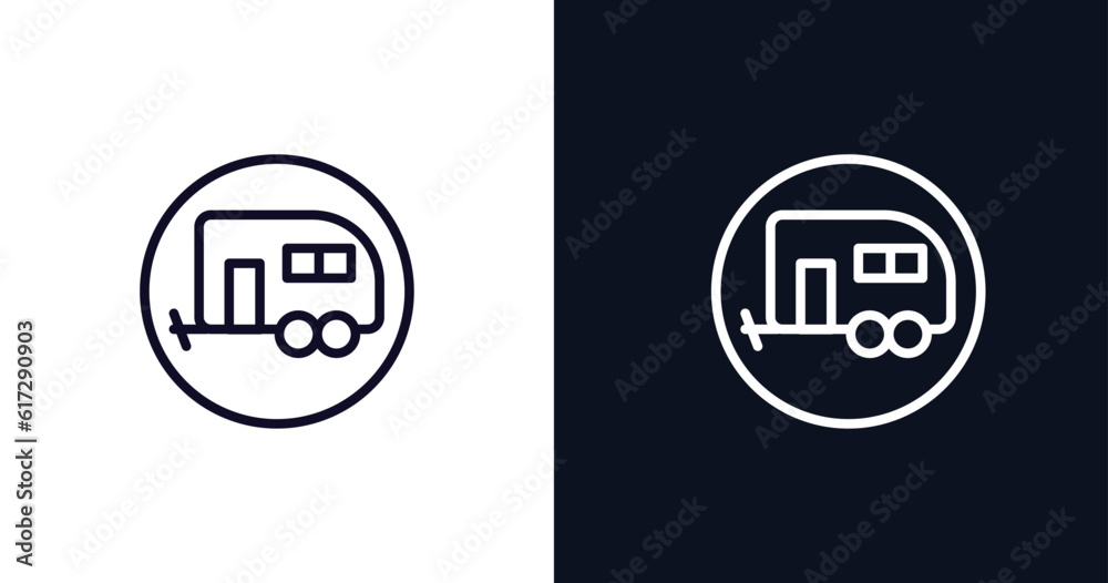caravan sign icon. Thin line caravan sign icon from traffic signs ...