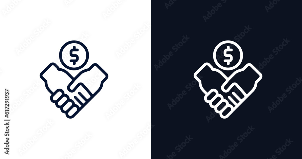 deal icon. Thin line deal icon from strategy collection. Outline vector ...