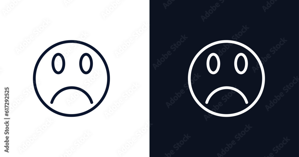sad smile icon. Thin line sad smile icon from people collection ...