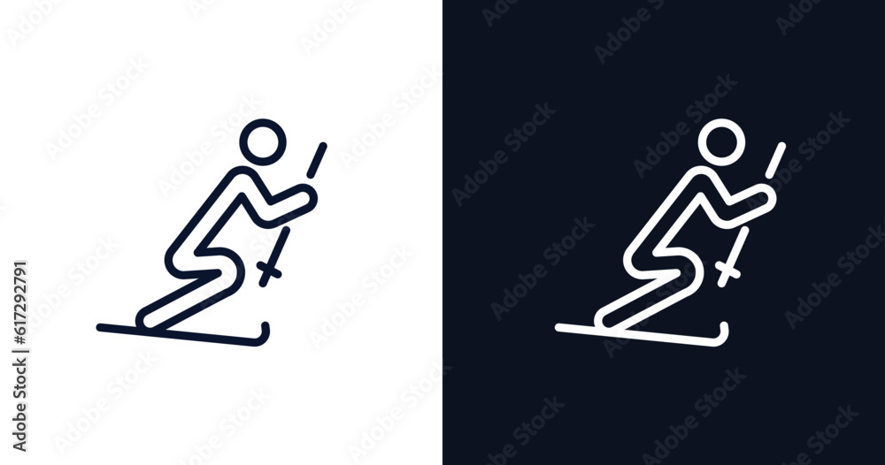 ski stick man icon. Thin line ski stick man icon from people collection ...