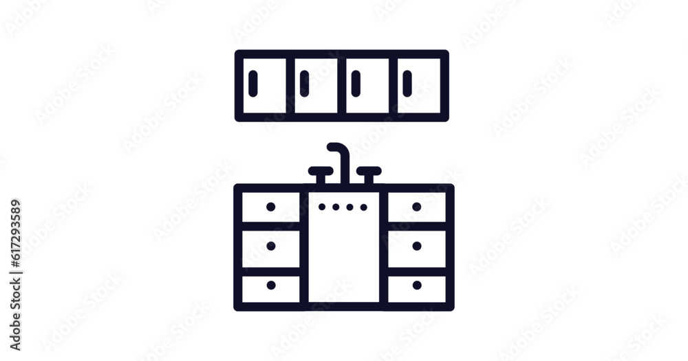 kitchen cabinet icon. Thin line kitchen cabinet icon from kitchen ...