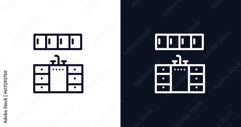 kitchen cabinet icon. Thin line kitchen cabinet icon from kitchen ...