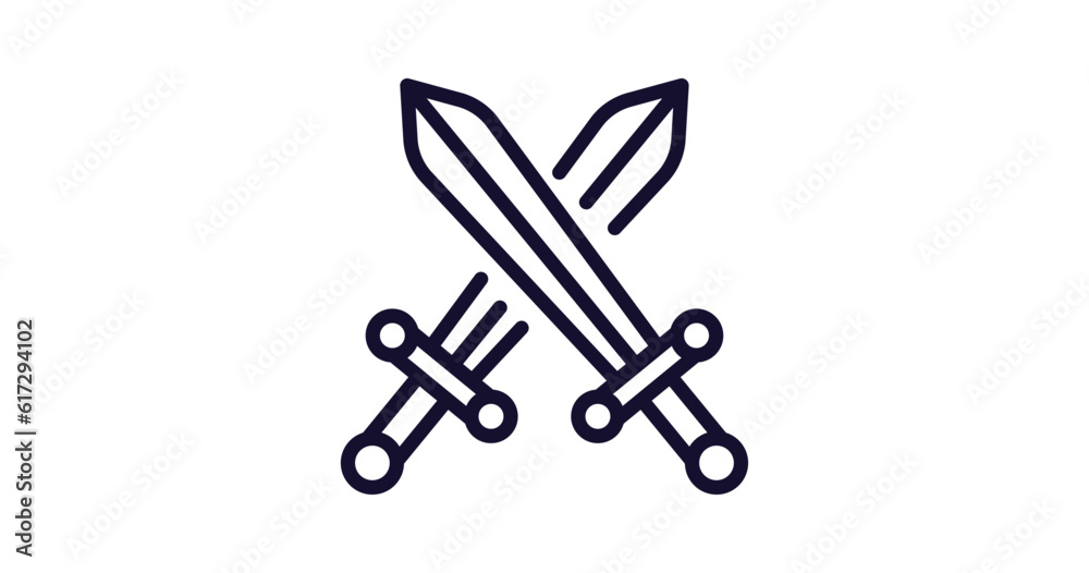 swords icon. Thin line swords icon from history collection. Outline ...
