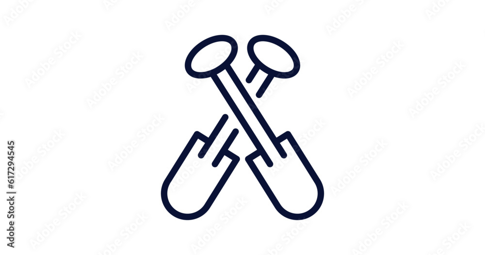 two shovels icon. Thin line two shovels icon from construction ...