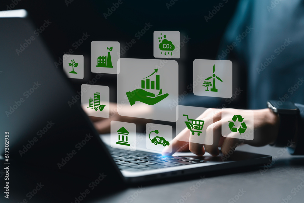 Business and icon for the concept of green business or green economy ...