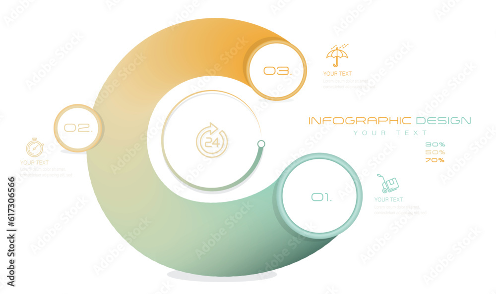 Circular Connection Steps Infographic Template with 3 Element stock ...