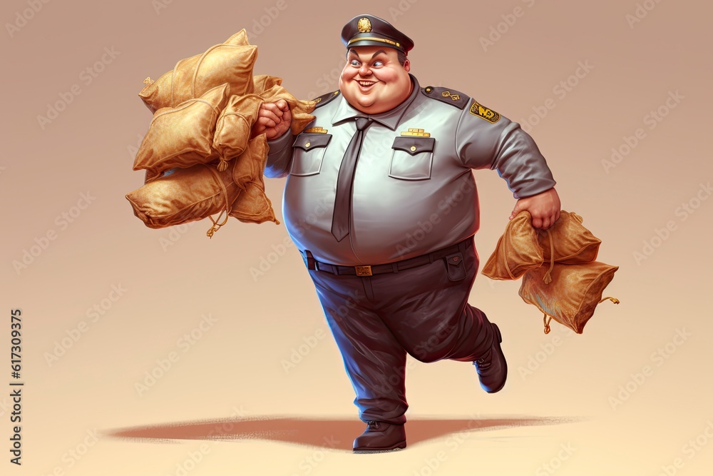 Illustration of a chubby or overweight police officer with a smile on ...