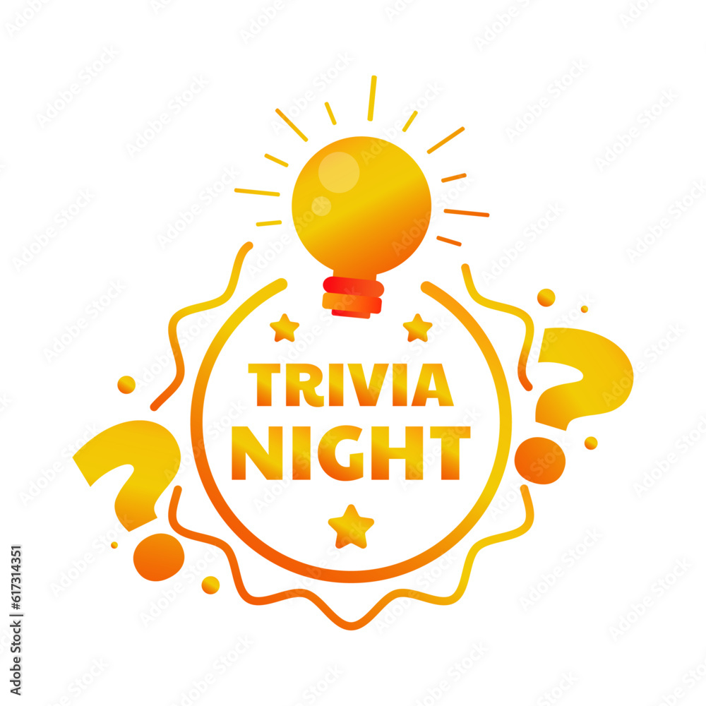 Trivia night. Quiz night. PUB quiz. Vector banner with transparent ...