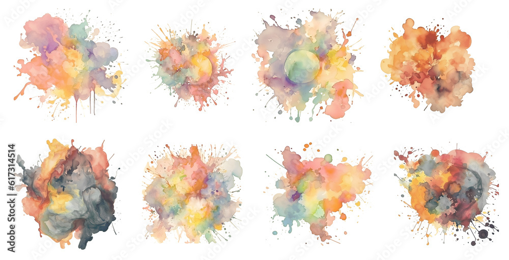 Watercolor Splatter Background, Splashes with transparent Background ...