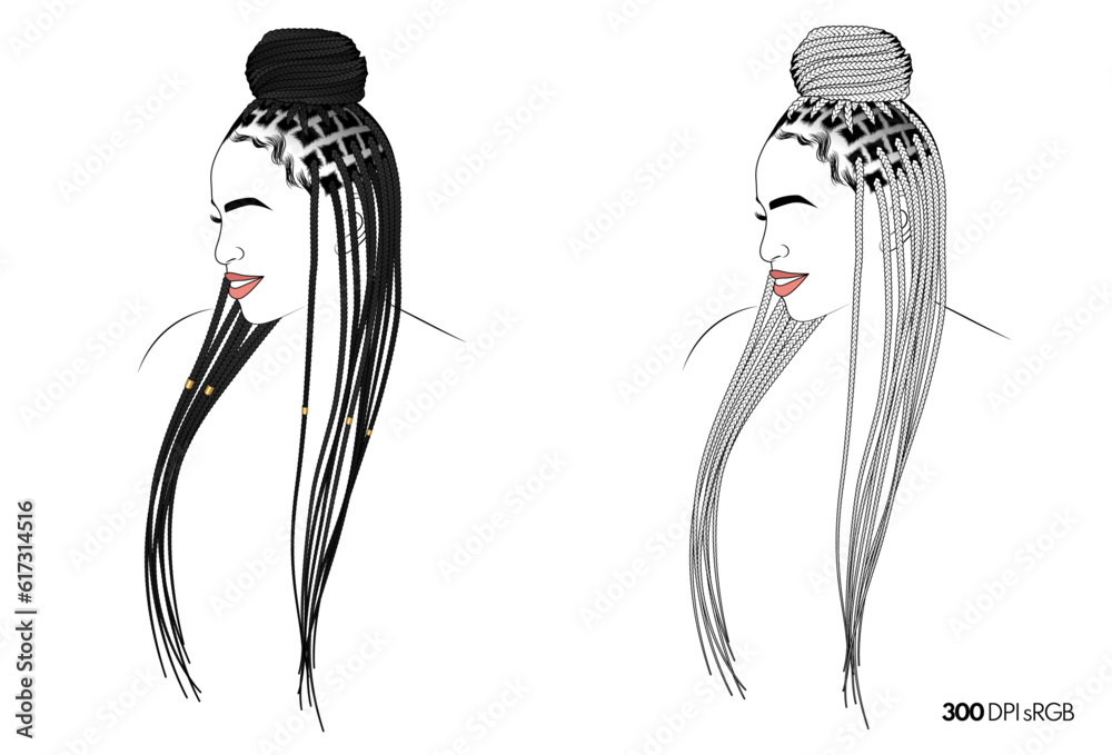 long box braids hairstyle vector - braids hair vector - hair ...