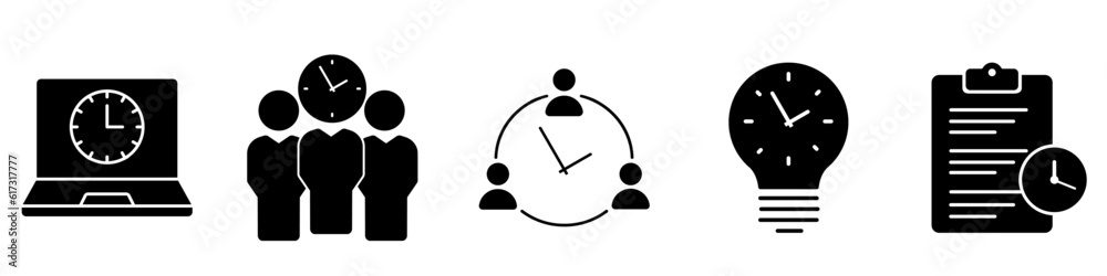 Time management icon vector set. deadline illustration sign collection ...