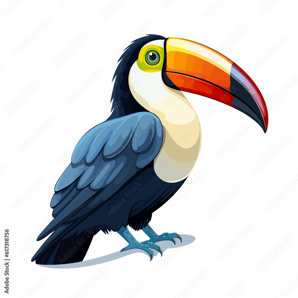 Rainbow-billed Wonder: Keel-billed Toucan in Vector Cartoon Style Stock ...