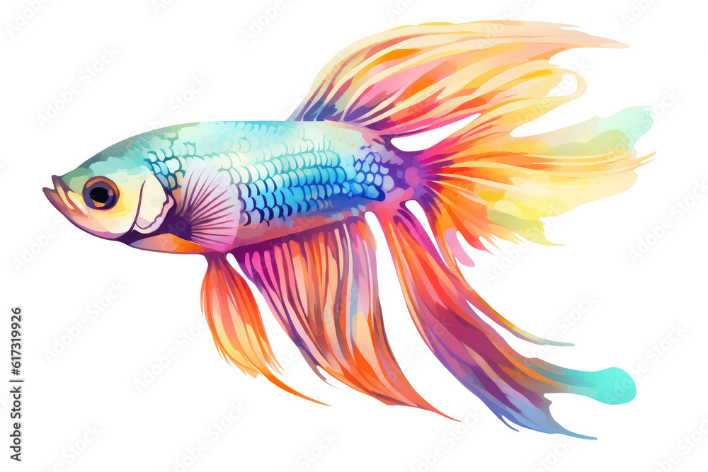 Beautiful guppy fish isolated on transparent background. Generative Ai Stock Illustration ...