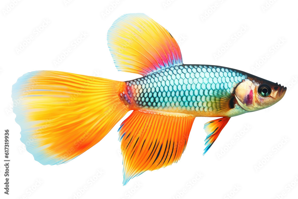 Beautiful guppy fish isolated on transparent background. Generative Ai ...