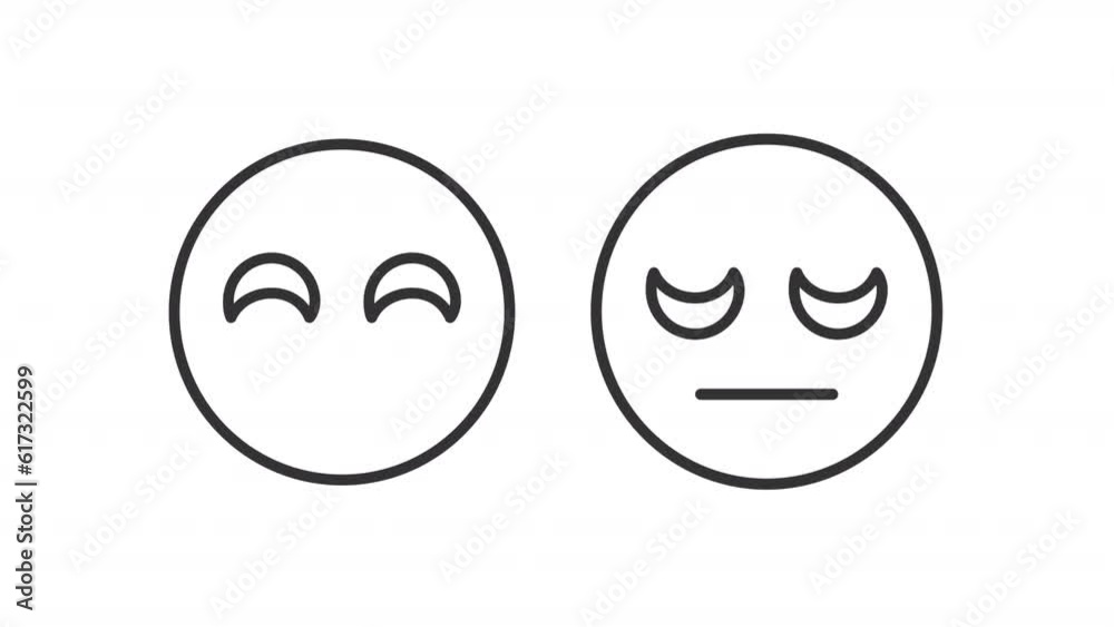 Emoji rating icon animation. Animated line happy face and unhappy face ...