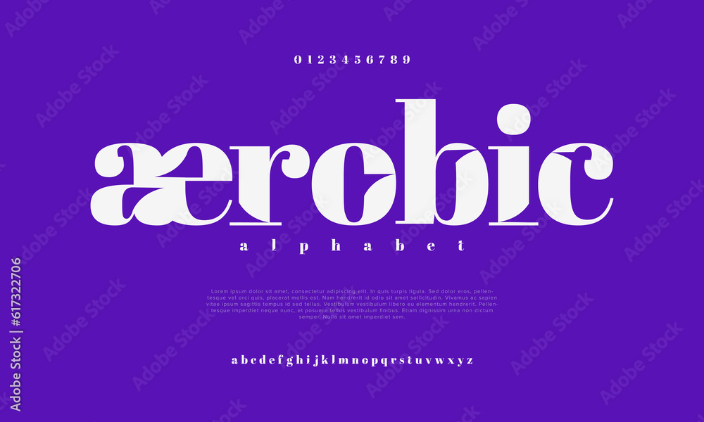 Aerobic premium luxury elegant alphabet letters and numbers. Elegant ...