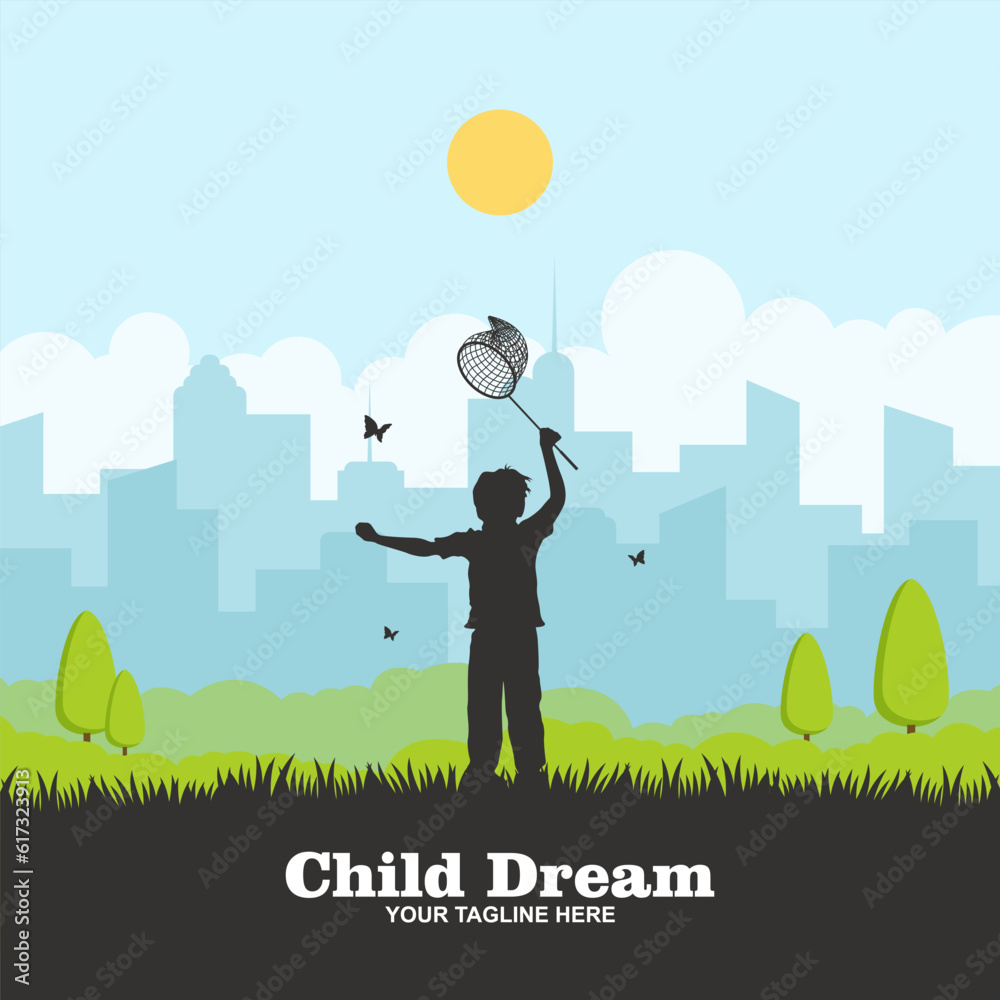 Kids Dream logo design vector illustration, Creative Dream kids logo ...