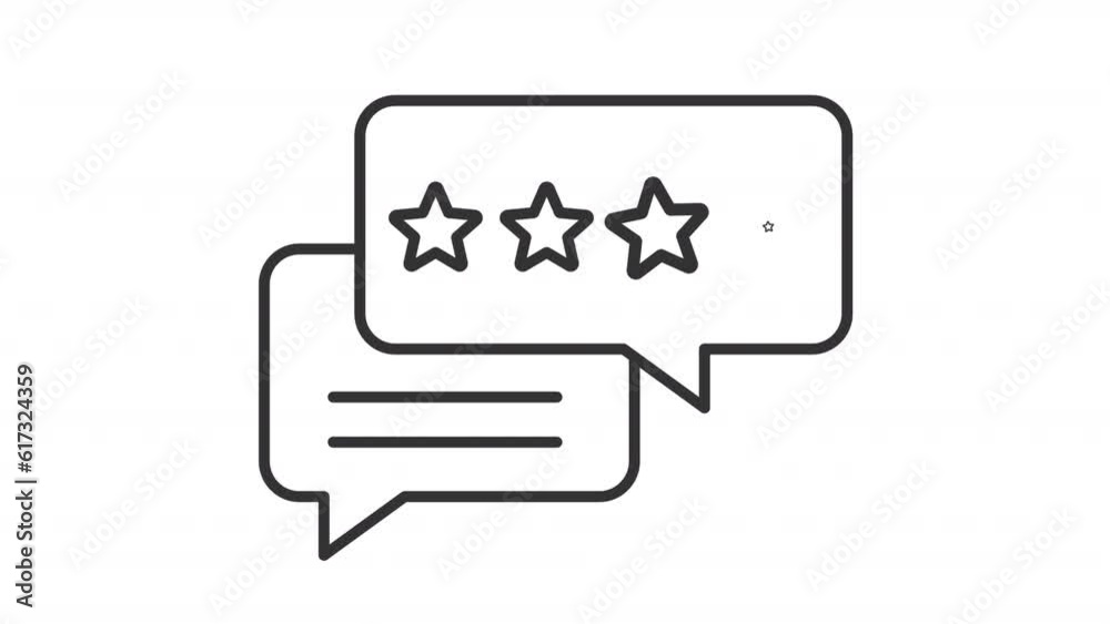 Animated customer feedback line icon. Speech bubbles with text and ...