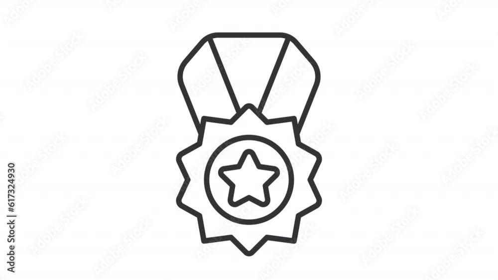 Animated medal line icon. Winner award animation. Rotating star. Best ...