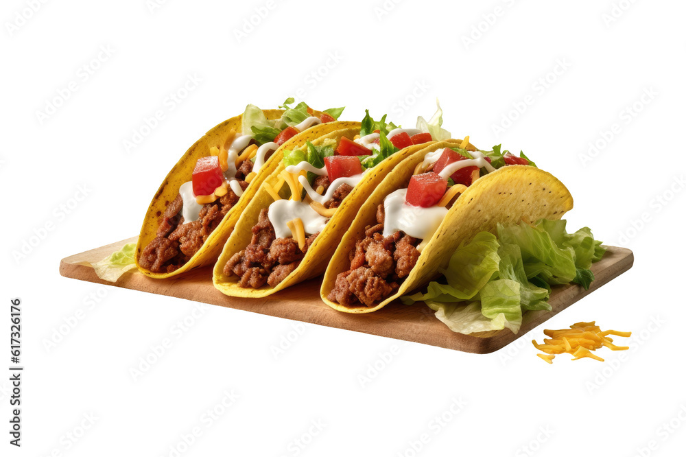 Soft shell beef tacos on wooden table on cutout PNG transparent ...