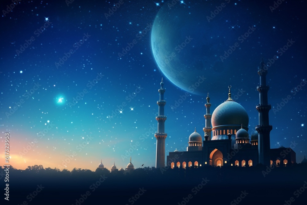 Captivating Night Sky Islamic Background Created with Generative AI ...