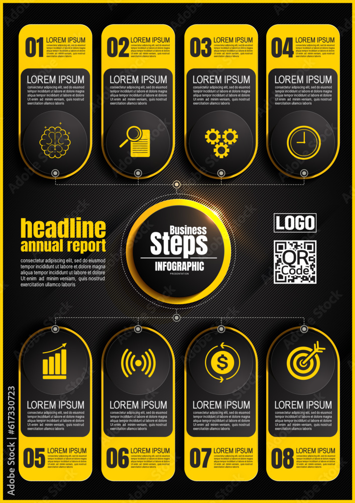 Engaging black and yellow infographic templates for presentations ...