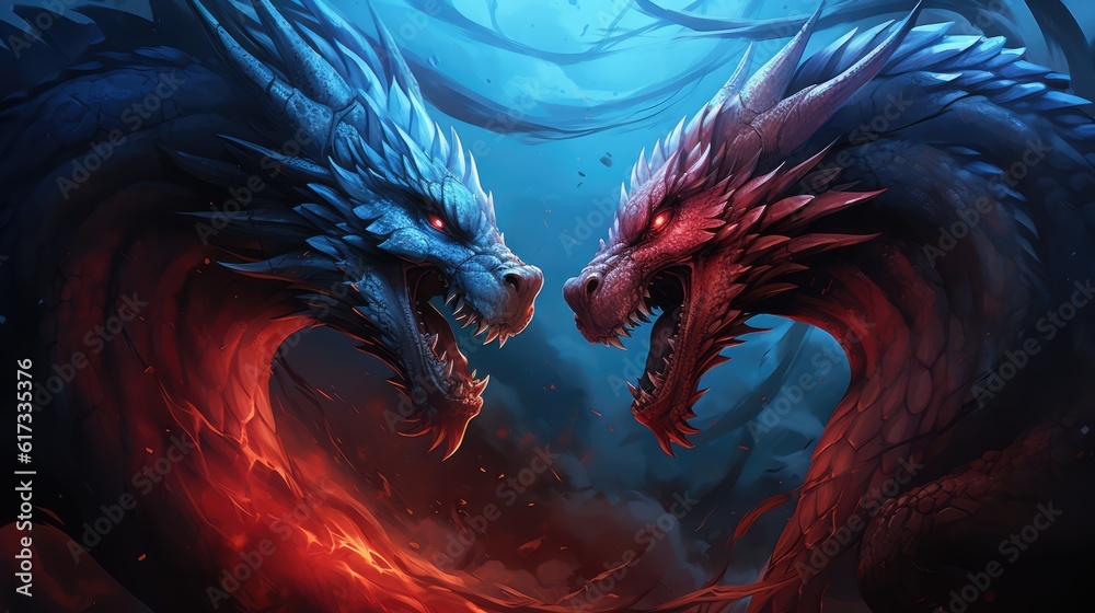 Two Dragons Facing Each Other