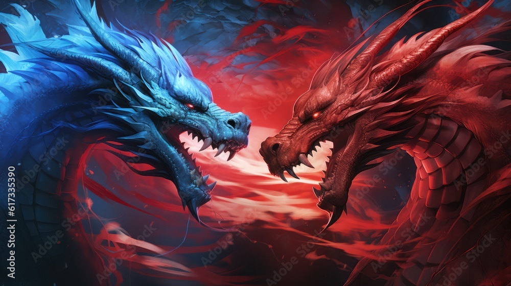Two Dragons Facing Each Other