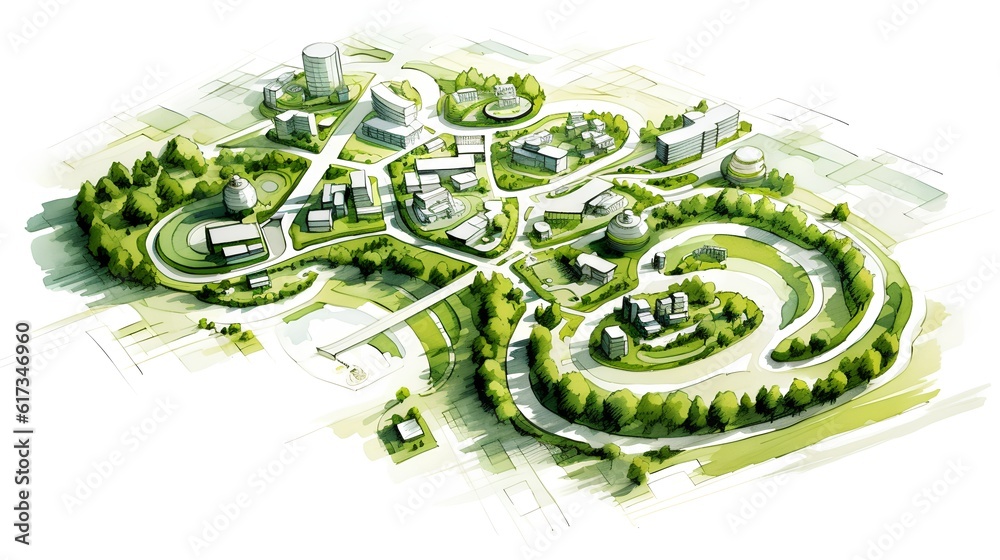 An image representing city planning based on green and sustainable ...